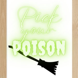 Pick Your Poison Printable Fun Bar Cart Decor Digital - Etsy