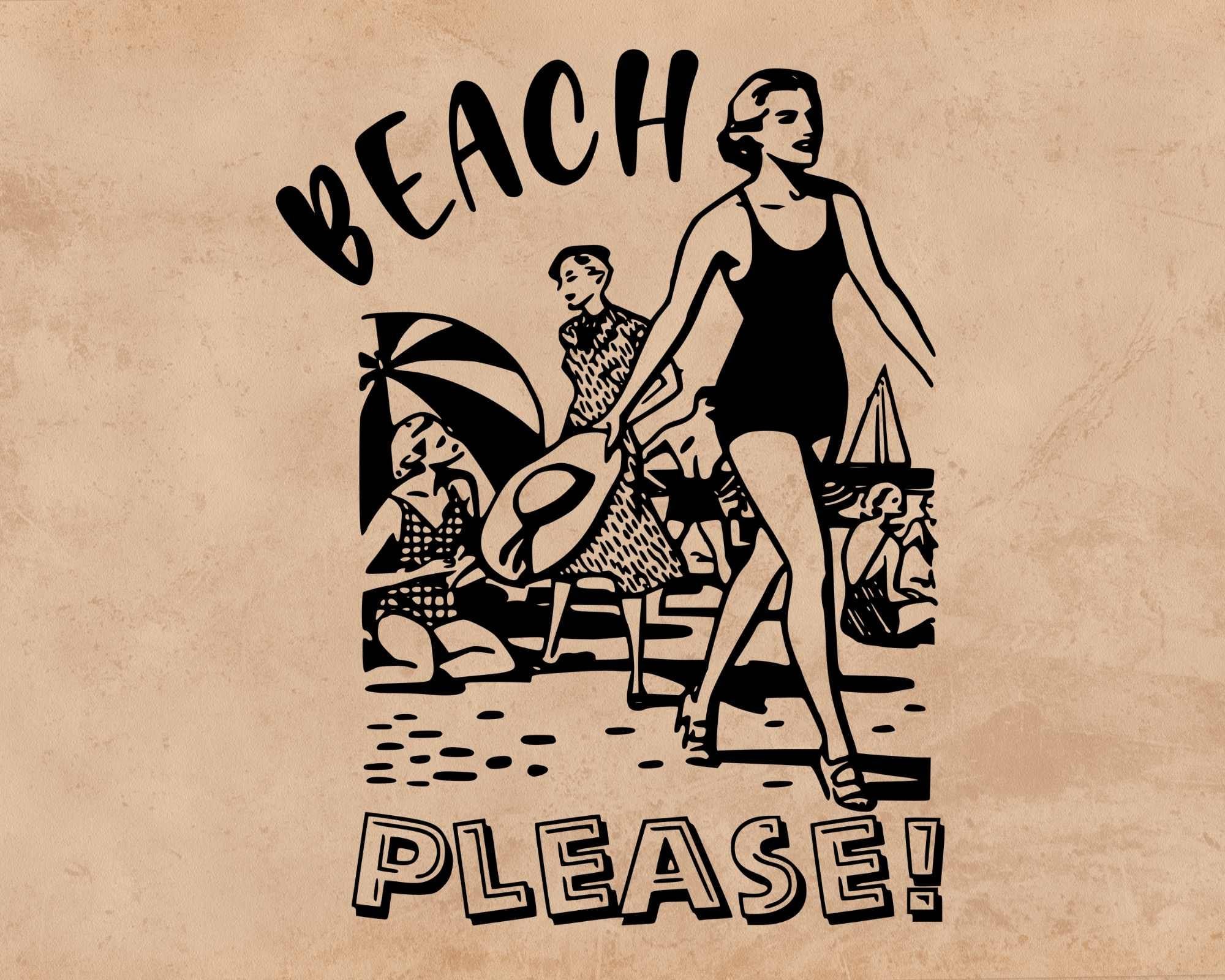Retro Style SVG, PNG File of Ladies at the Beach Vintage Image - Etsy