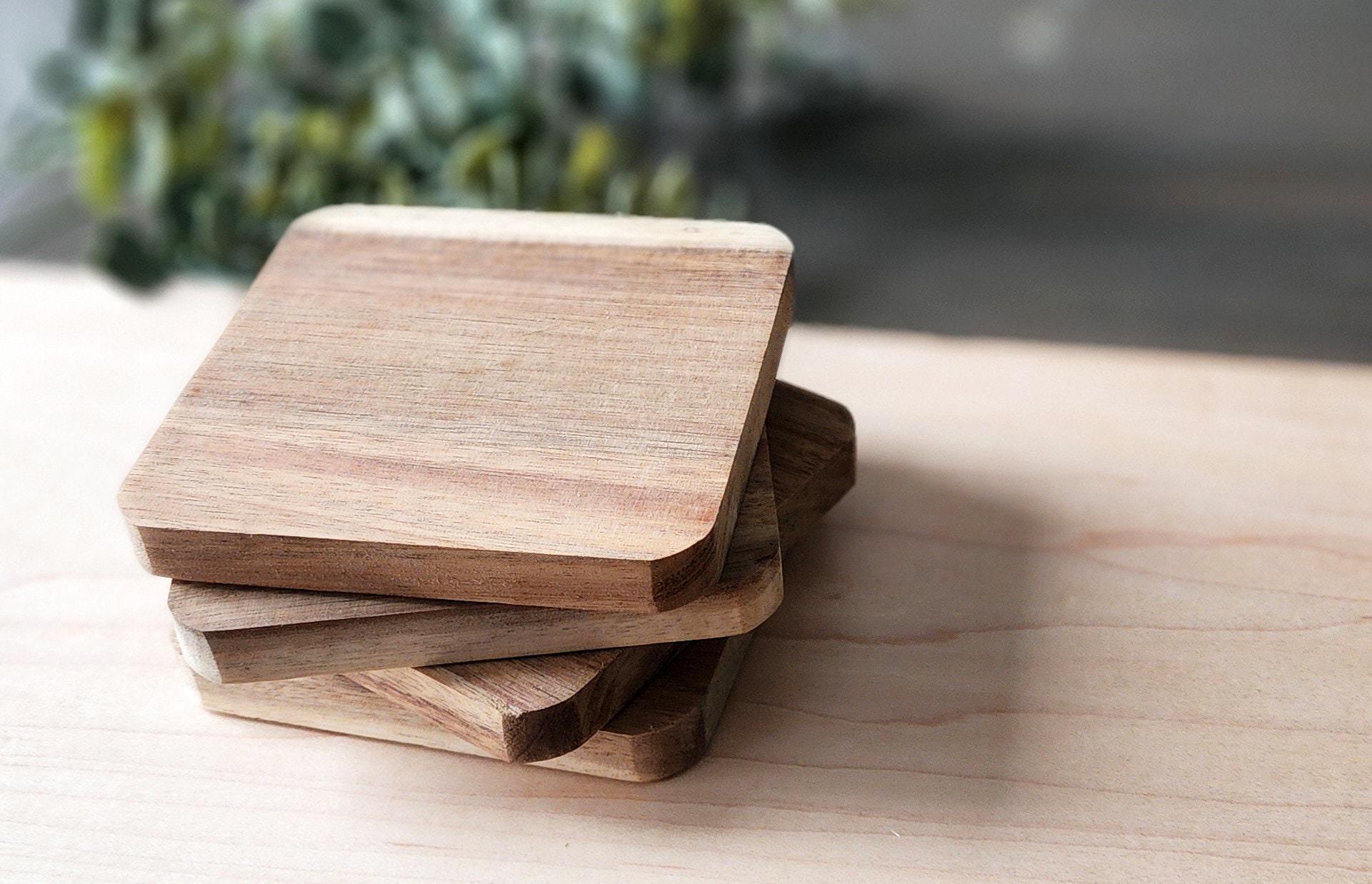 Personalized Acacia Coasters (set of 4) - Etsy