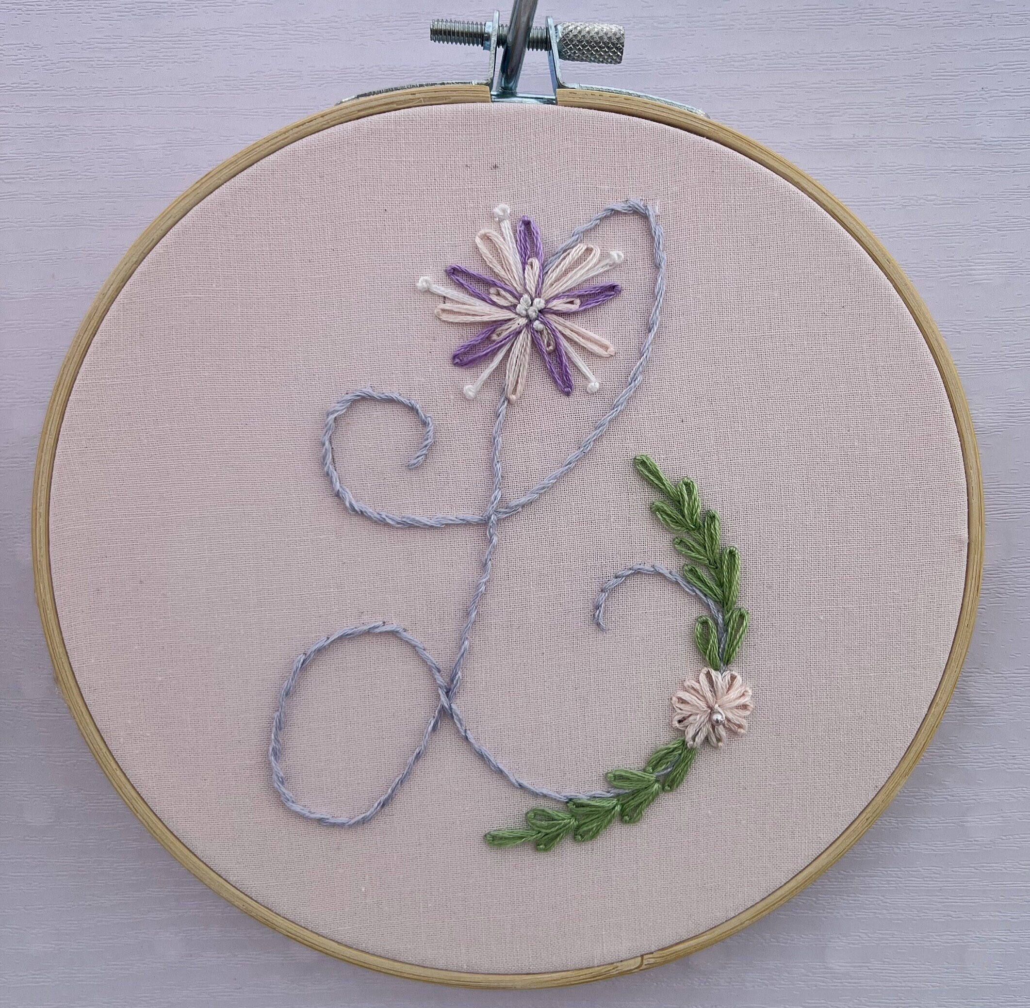 Hand Embroidered Floral Cursive Letter L - Etsy