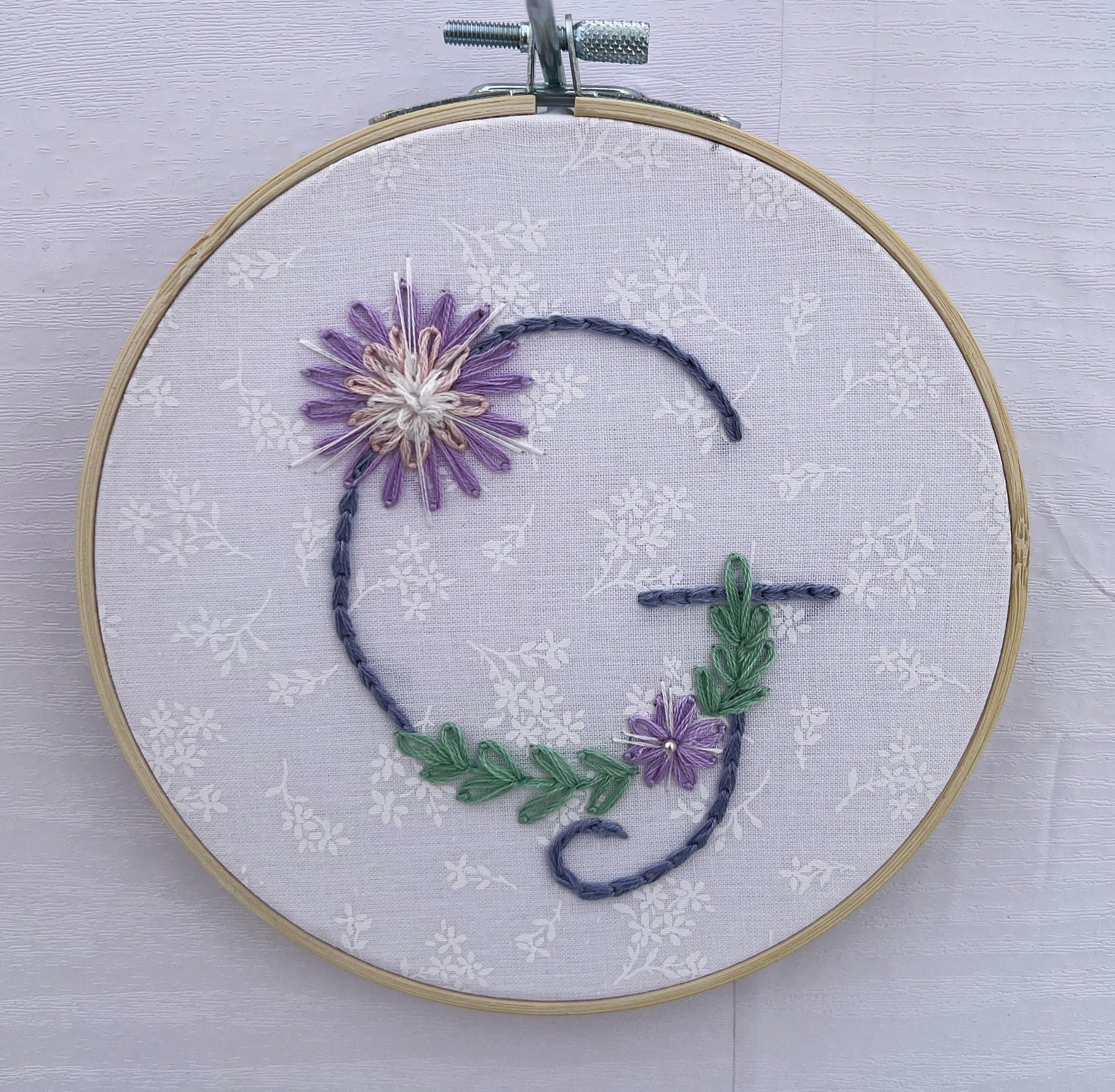 Hand Embroidered Floral Letter G - Etsy