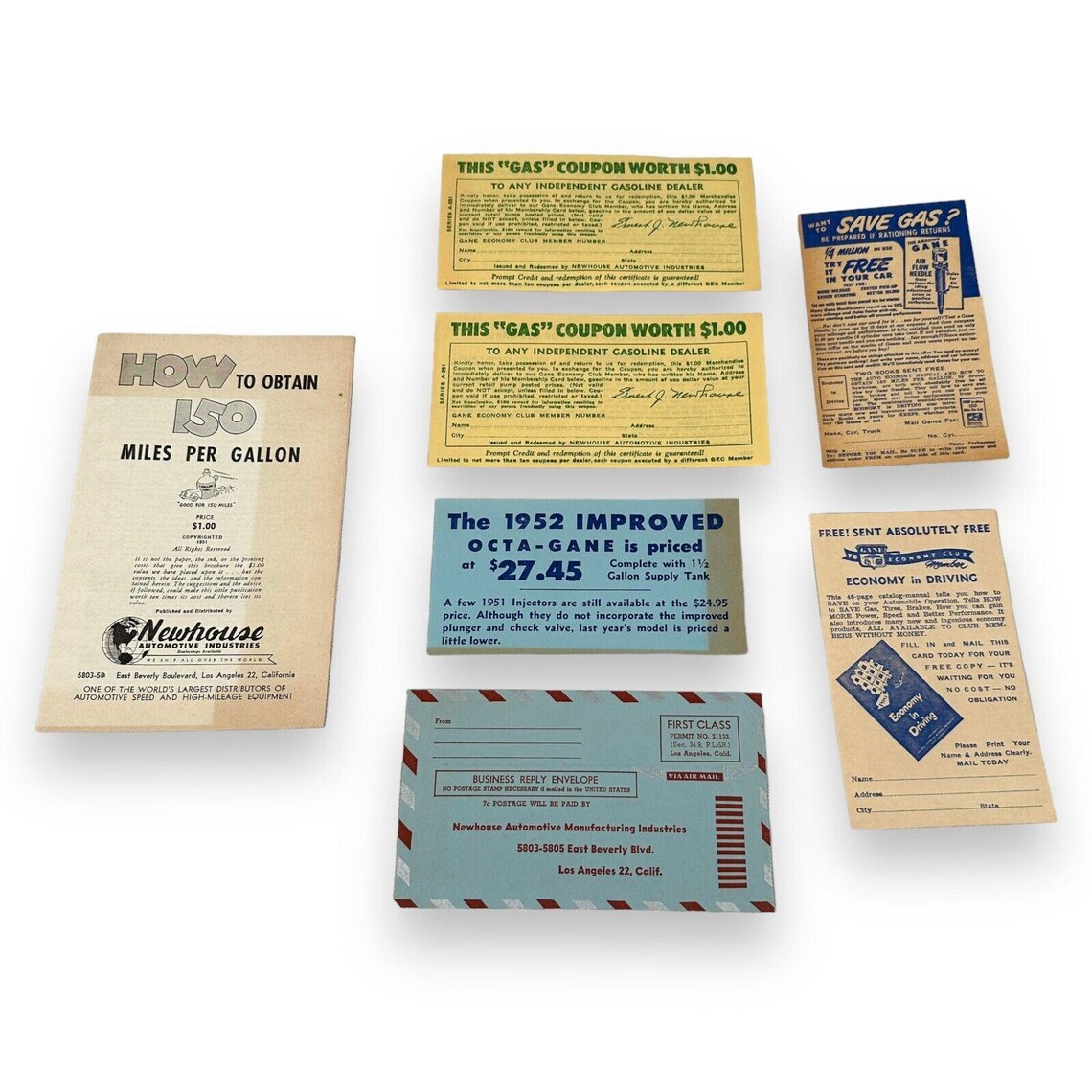 Vintage 1950s Automobile Pamphlet Gas Coupons Flyers and Ad Inserts Lot ...