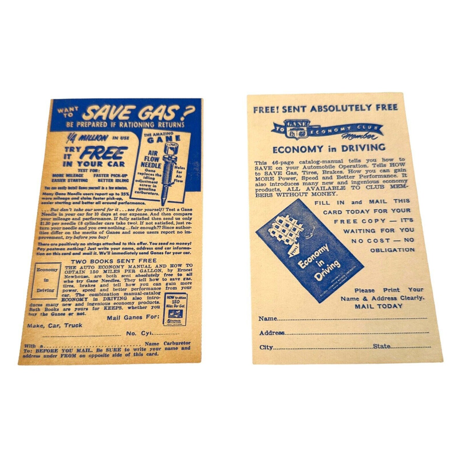 Vintage 1950s Automobile Pamphlet Gas Coupons Flyers and Ad Inserts Lot ...