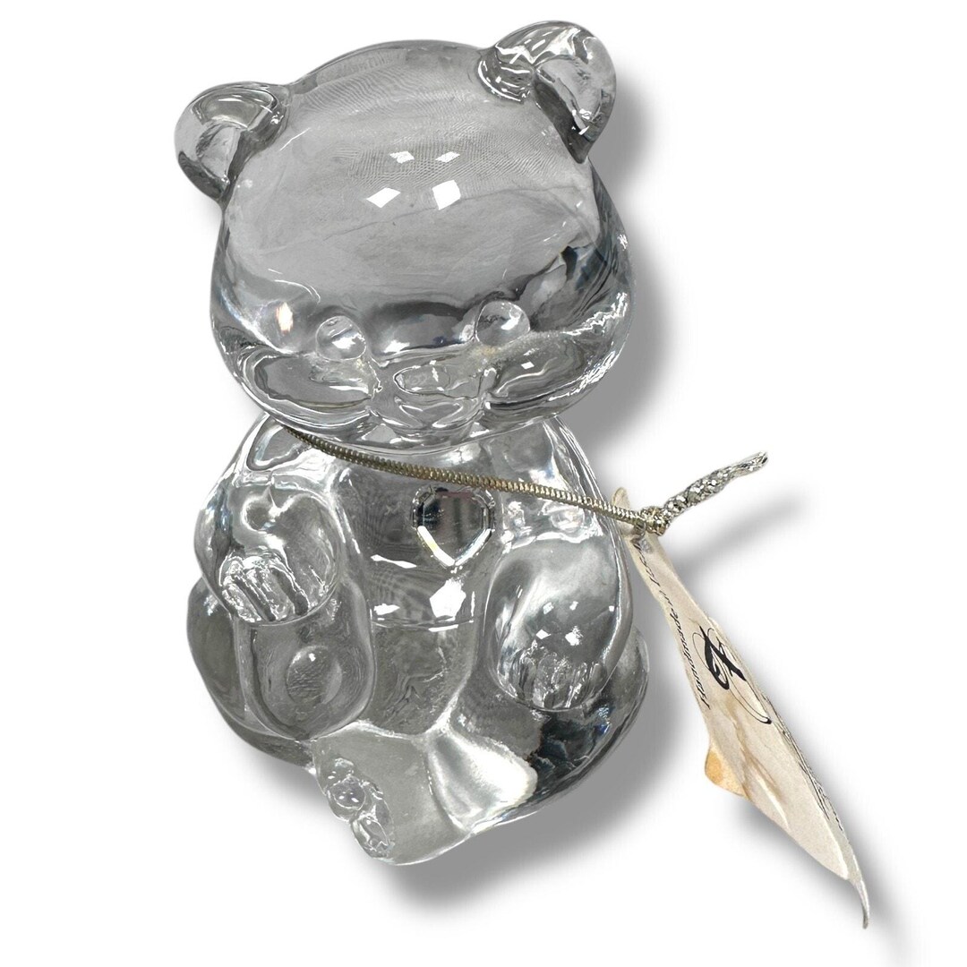 Fenton Glass April Teddy Bear Critter Figurine Clear Art Glass ...
