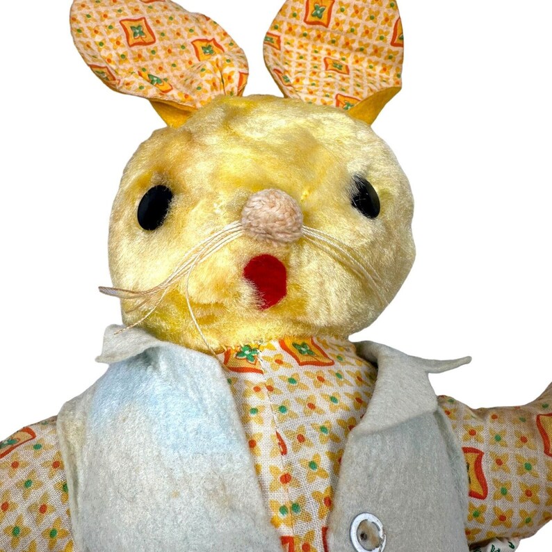 Vintage Gund Plush Bunny Rabbit 1960s Yellow Sani-foam Stuffed Animal ...