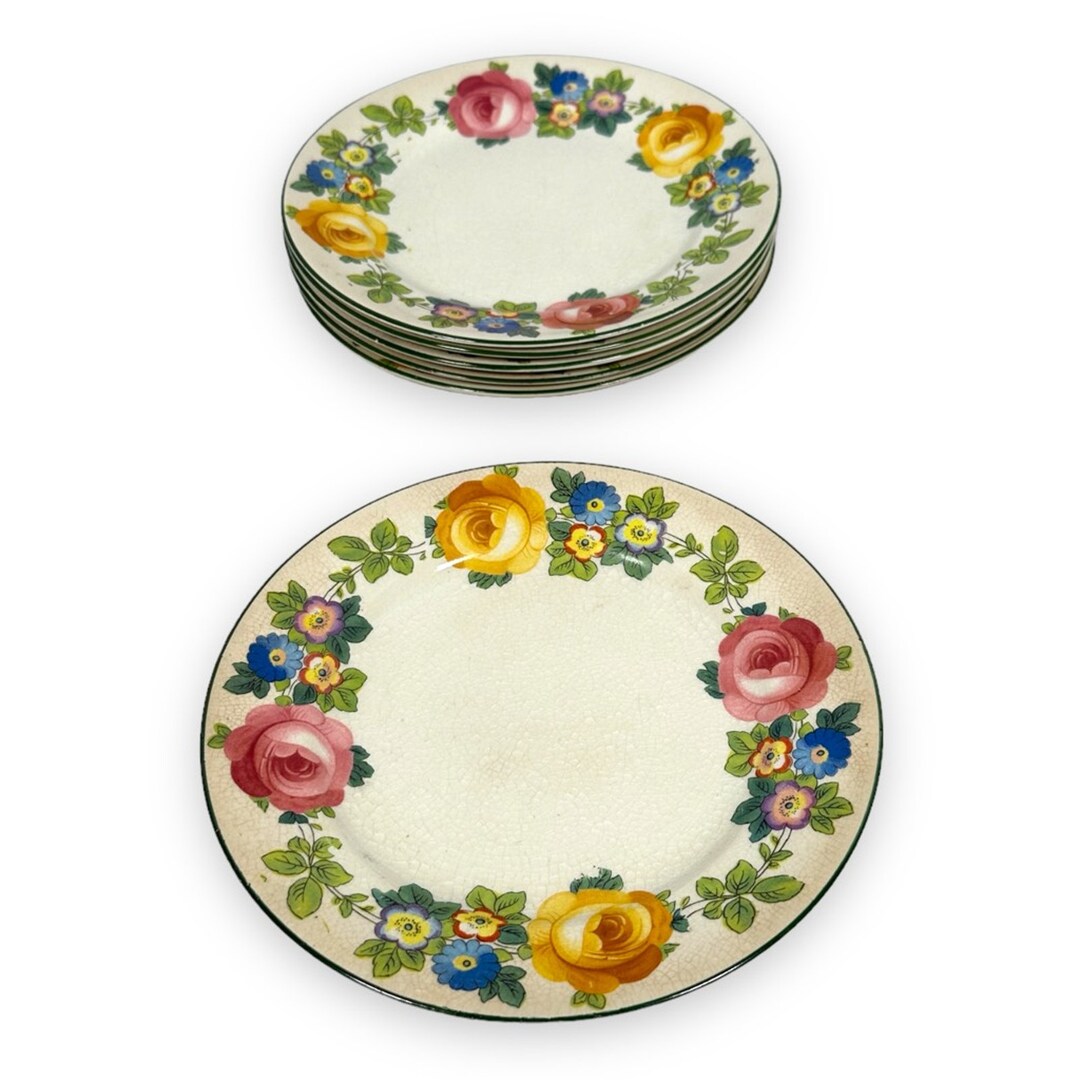 Rowland & Marsellus Plates Staffordshire Floral Lot 6 RD649228 Antique ...