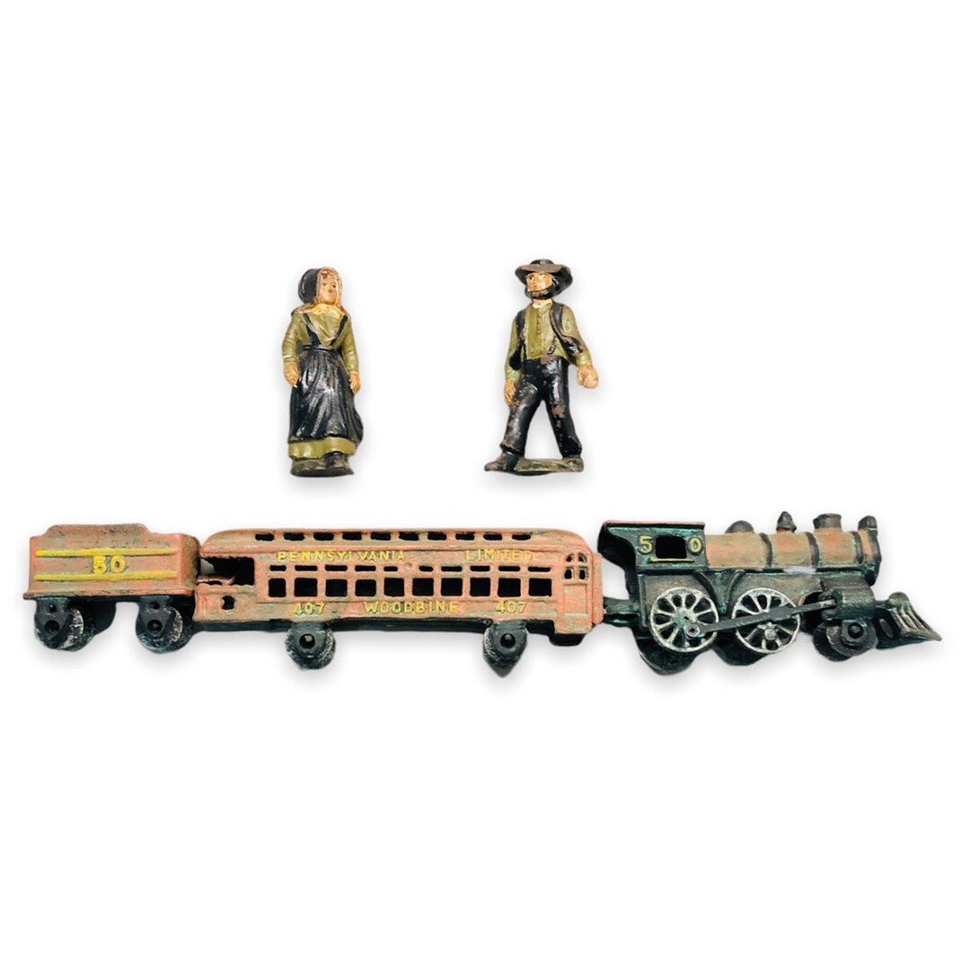 Cast Iron Toy Locomotive Train Figures Antique Vintage Pennsylvania ...