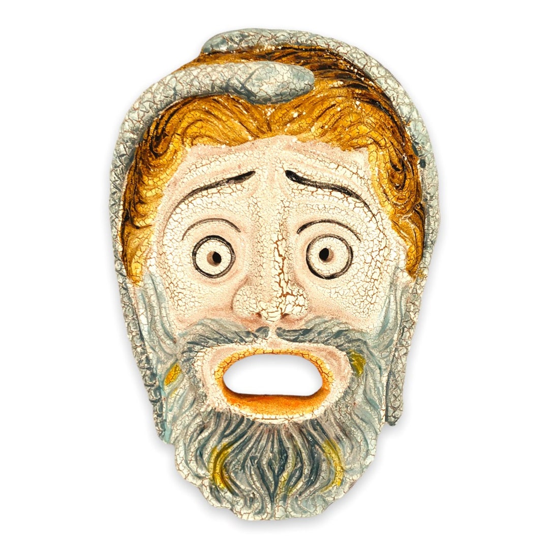 Greek Ceramic Mask Theodores Vintage Bearded Man With Snakes Signed - Etsy