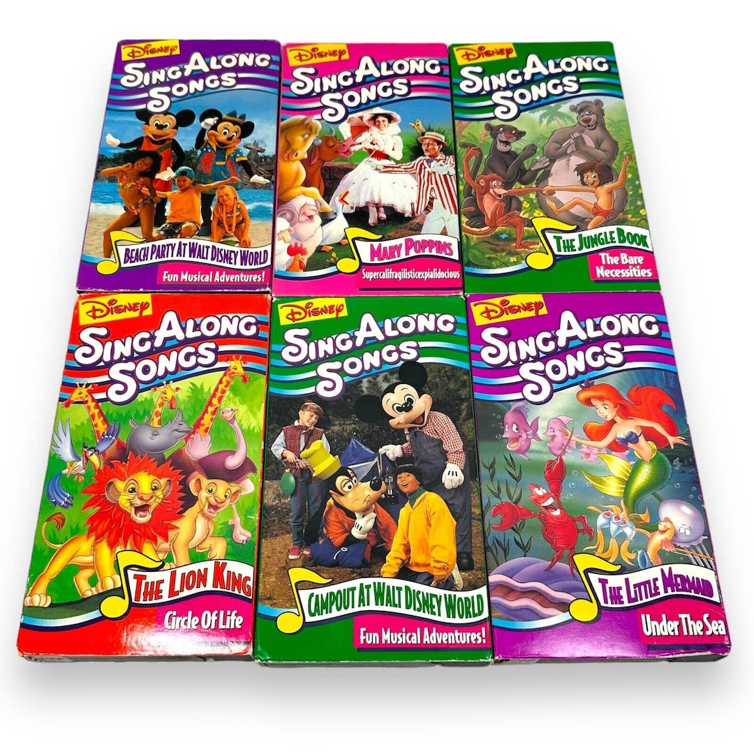 Vintage Disney Sing Along Songs VHS Lot of 6 Tapes Beach Party - Etsy