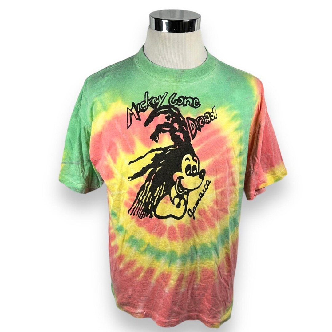 Vintage Rasta Mickey Mouse Gone Dread T-shirt Mens Large Jamaica Green ...