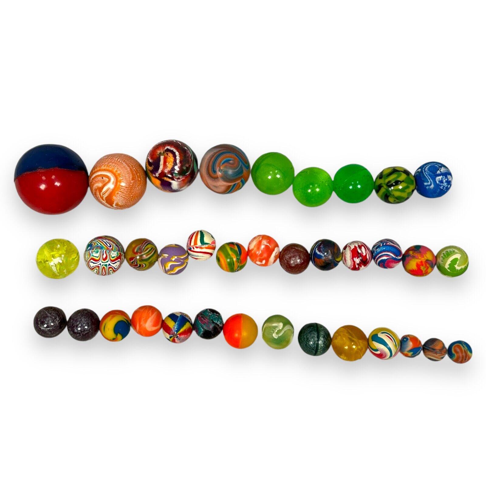 Vintage Bouncy Ball Rubber Colorful Swirl Solid Various Sizes Lot of 36 ...