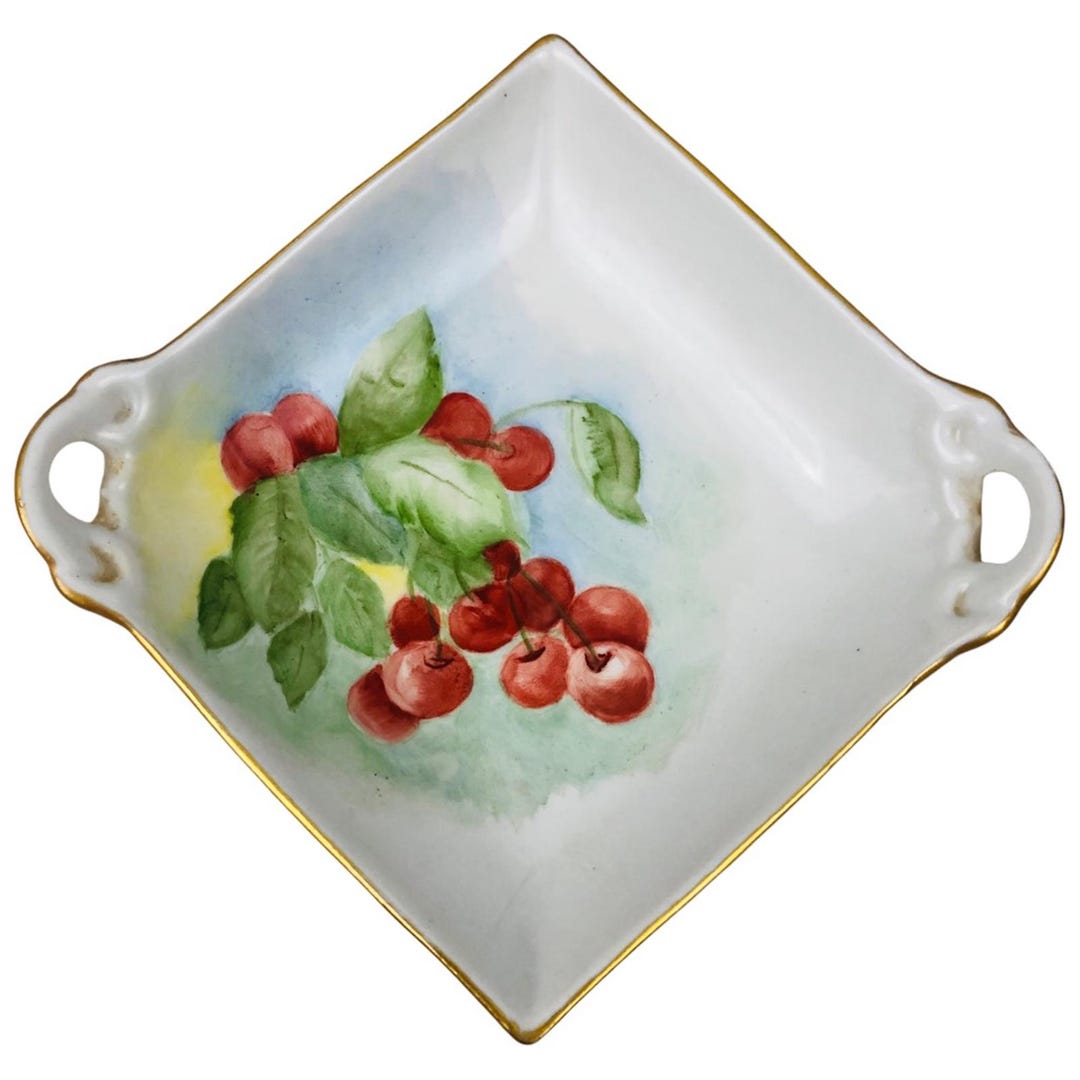 Vintage M Massimiano Porcelain Pedestal Dish Signed Fruit Handled ...