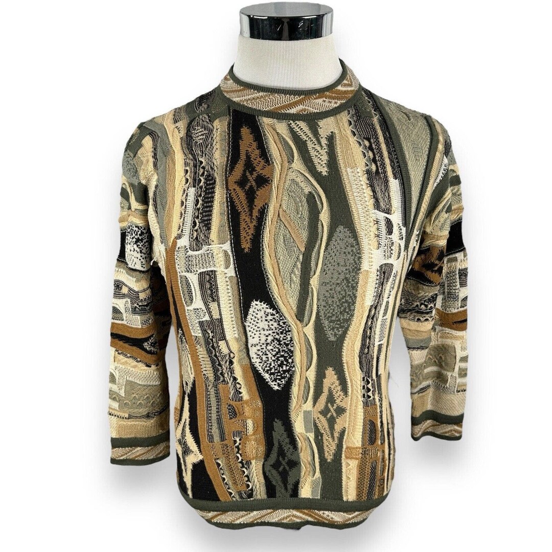 Vintage Carlo Alberto Sweater Mens XS Biggie Cosby 3D Knit Merino Wool ...