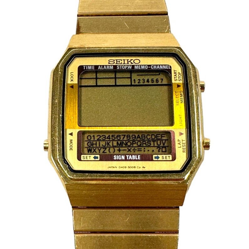 Vintage Seiko Databank Memory Digital Watch Men's Gold Tone 1409-5009 ...