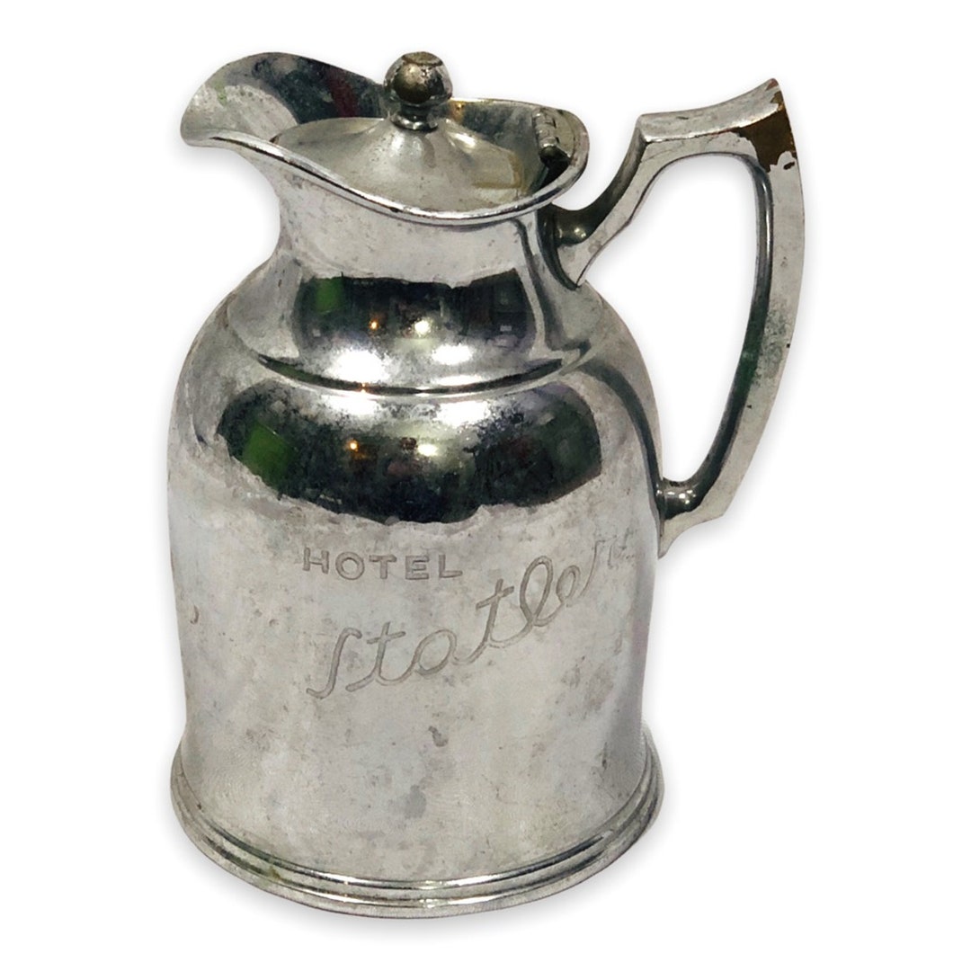 Vintage Hotel Statler Pitcher Stanley & Clark Hinged Lid Cover Silver ...