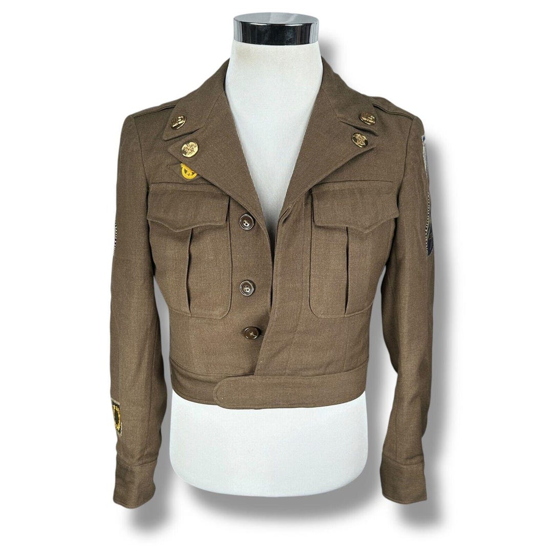 Vintage US Army WW2 Ike Jacket Mens 34R Dated 1945 Quartermaster 24th ...