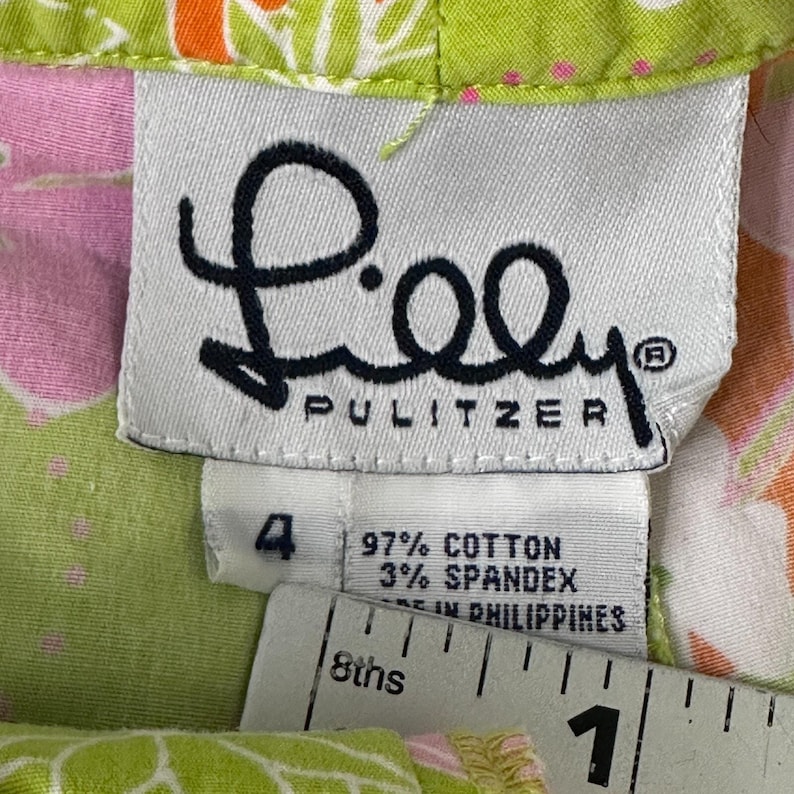 Vintage Lilly Pulitzer Capri Pants Women's 4 Green Pink Floral Flower ...