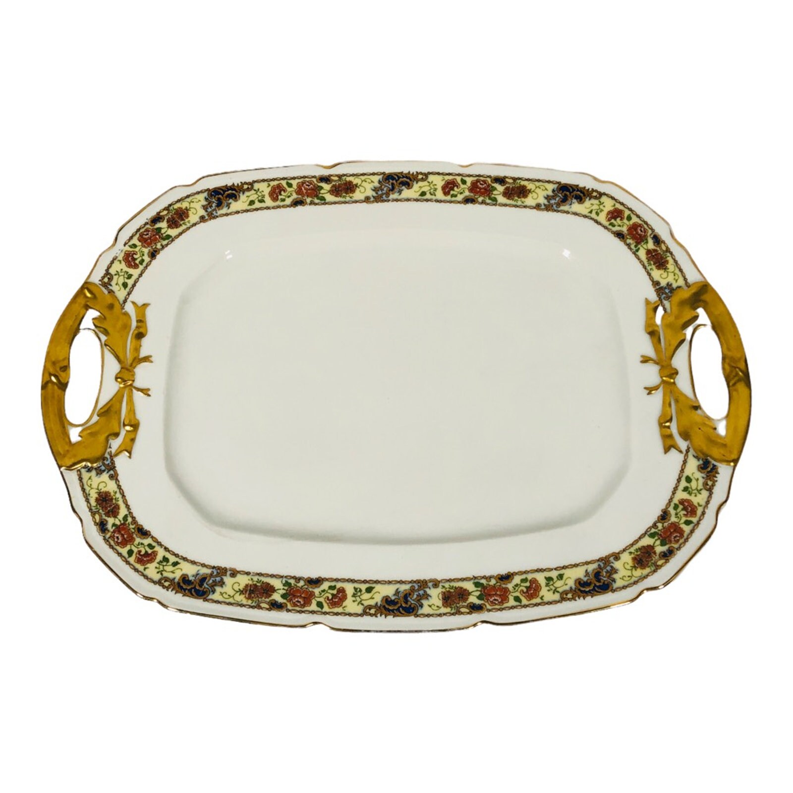 T & V Limoges France La Cloche Floral Platter Tray Vintage Lot 2 Gold ...