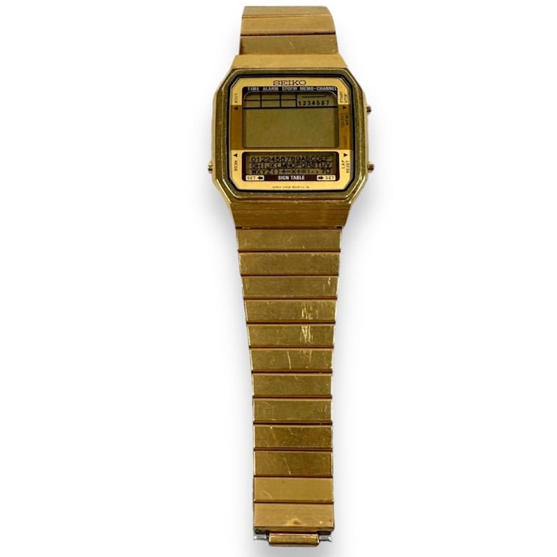 Vintage Seiko Databank Memory Digital Watch Men's Gold Tone 1409-5009 ...