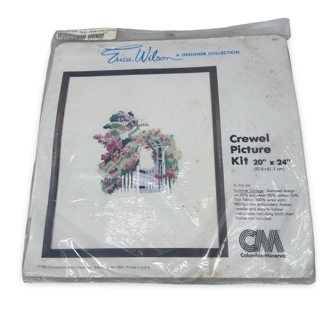 Vintage Columbia Minerva Erica Wilson 7211 Crewel Picture Kit ...