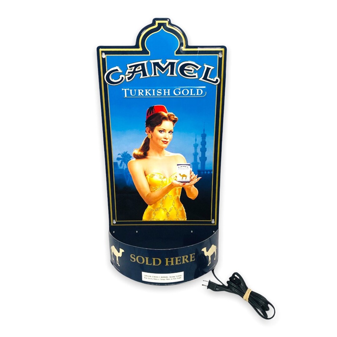 Camel Turkish Gold Cigarettes Store Ad Display Vintage Metal Light up ...