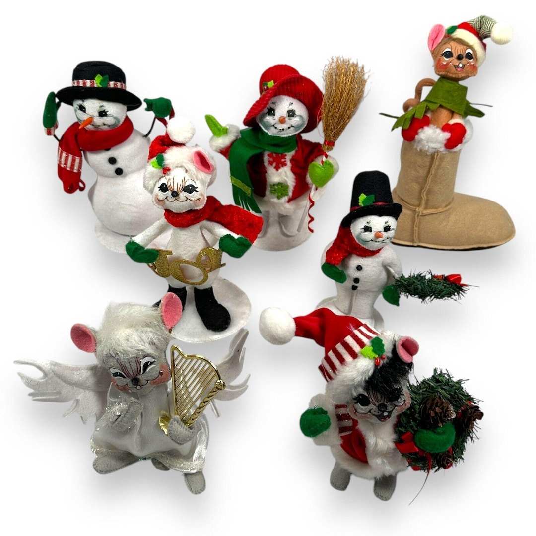 Vintage Annalee Dolls Christmas Decor Collections Mouse Cat and Snowman ...