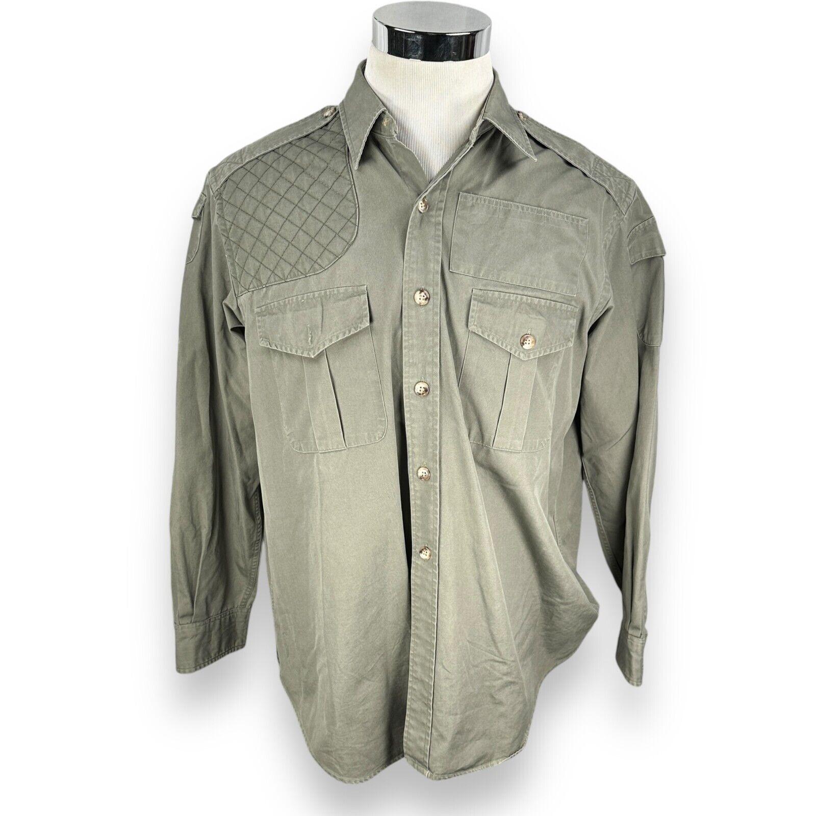 Vintage Willis & Geiger Padded Shooting Shirt Mens XL Khaki Safari Bush ...
