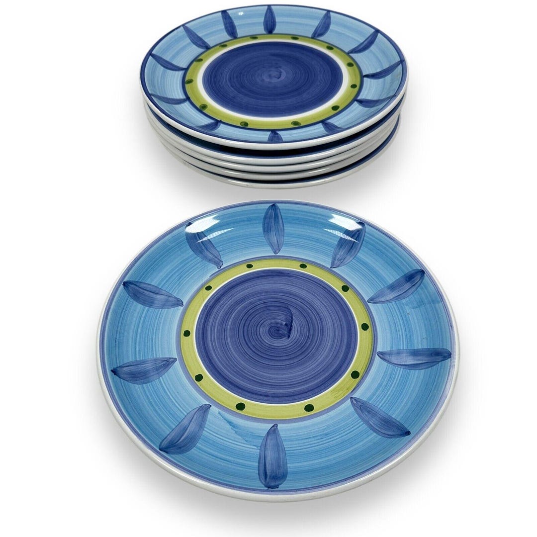 Caleca Blue Moon Serving Dinner Plates 11 Round Hand Painted Tableware ...