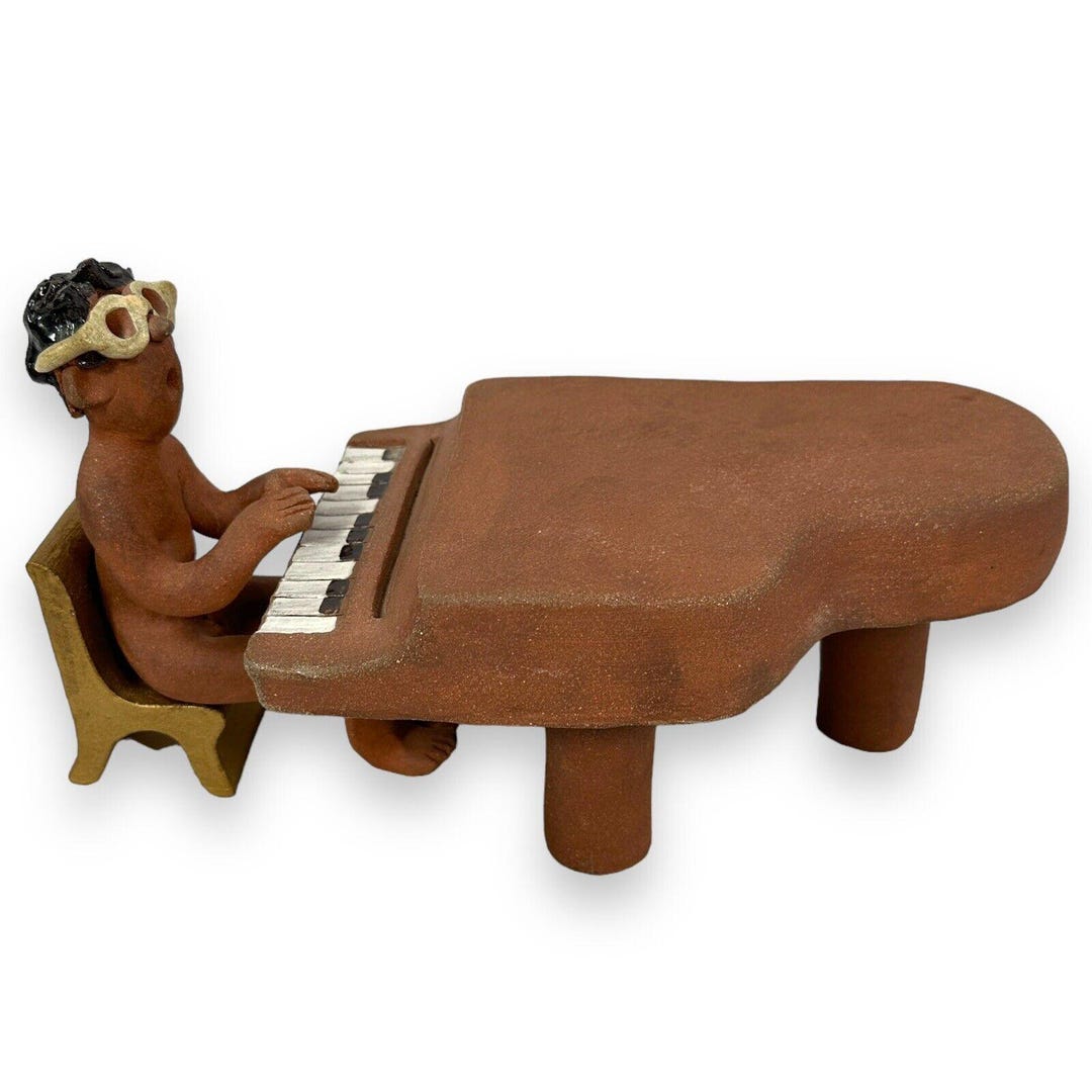 Vintage Rizzo Hollis ME Clay Sculpture 1970s Nude Guy Glasses Piano ...