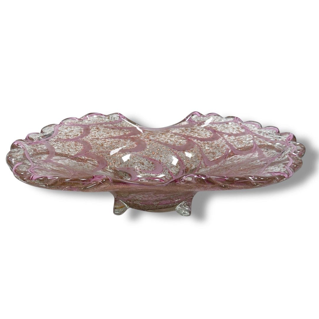 Vintage Murano Ercole Barovier Glass Centerpiece Pink Swirls Rose Gold ...