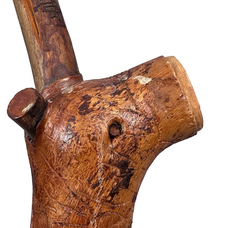 Vintage Hand Carved Wood Tree Branch Folk Art Sculpture Signed 13" Tall ...