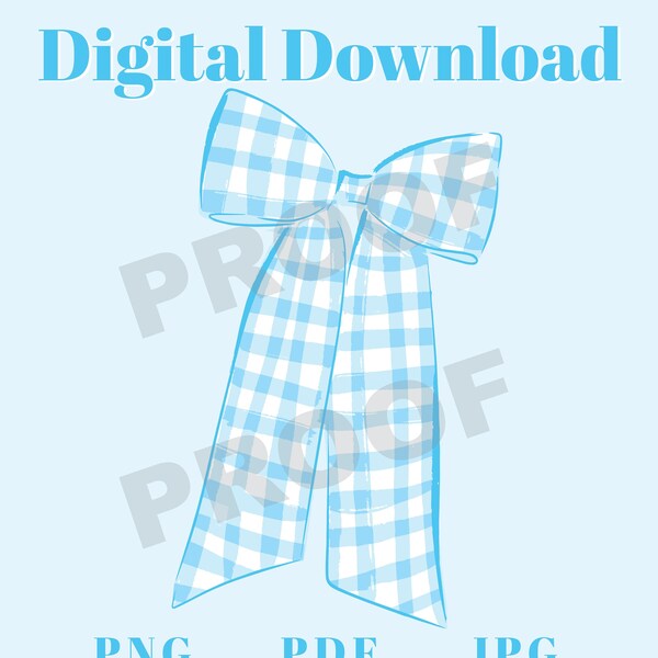 Blue Gingham Bow - Etsy