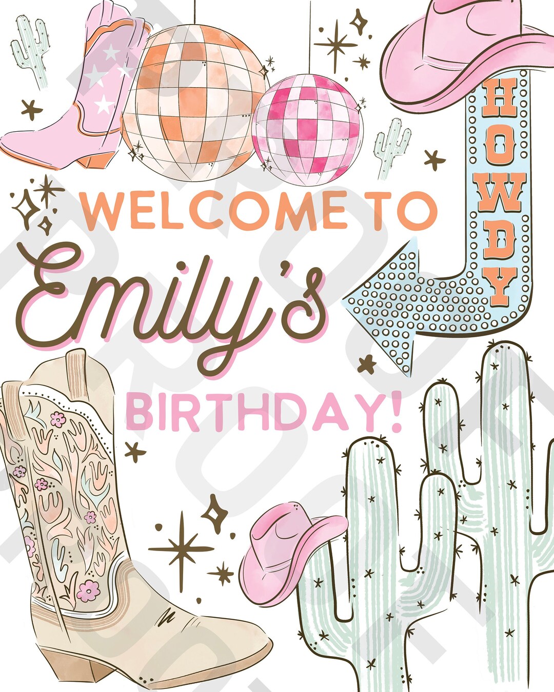 Disco Cowgirl Party Digital Download Sign - Etsy