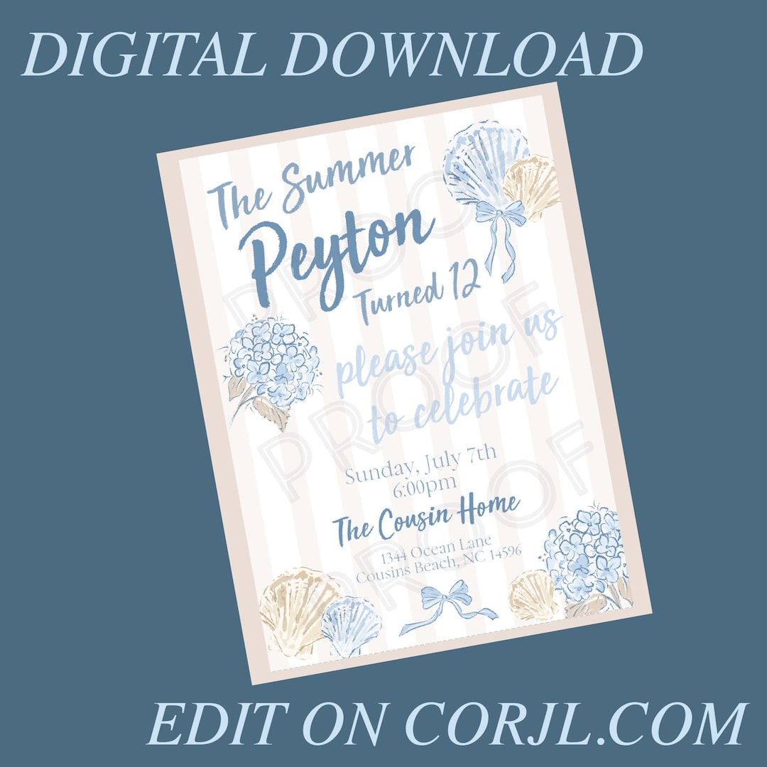 The Summer Beach Birthday Party Invite the Summer Beach Birthday I ...