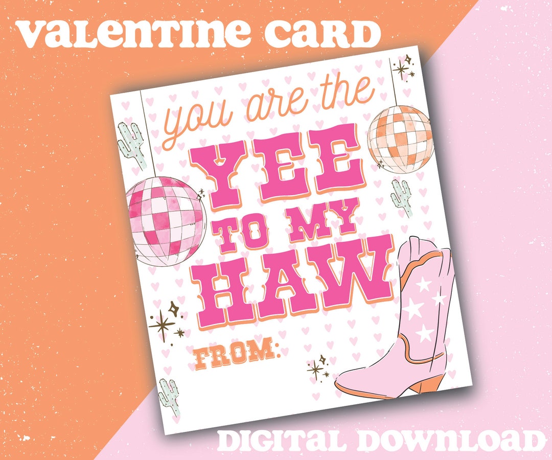 Disco Cowgirl Yee Haw Valentine Card Digital Download - Etsy