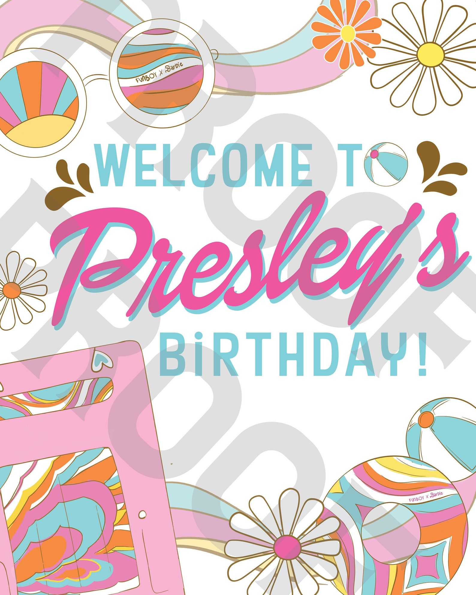 Come on Besties Lets Go Party Pool Party Digital Welcome Sign - Etsy