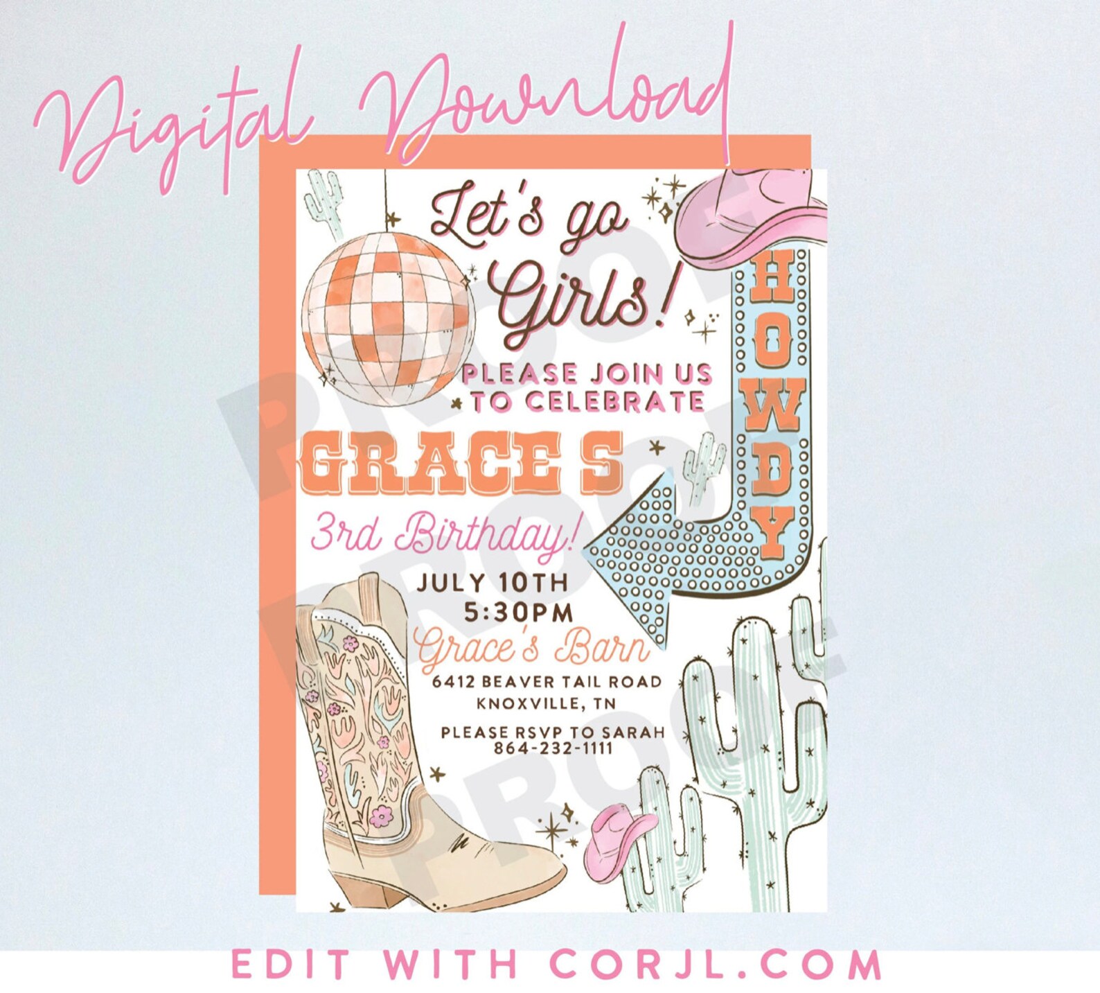 Disco Cowgirl Thank You Cards Digital Download - Etsy