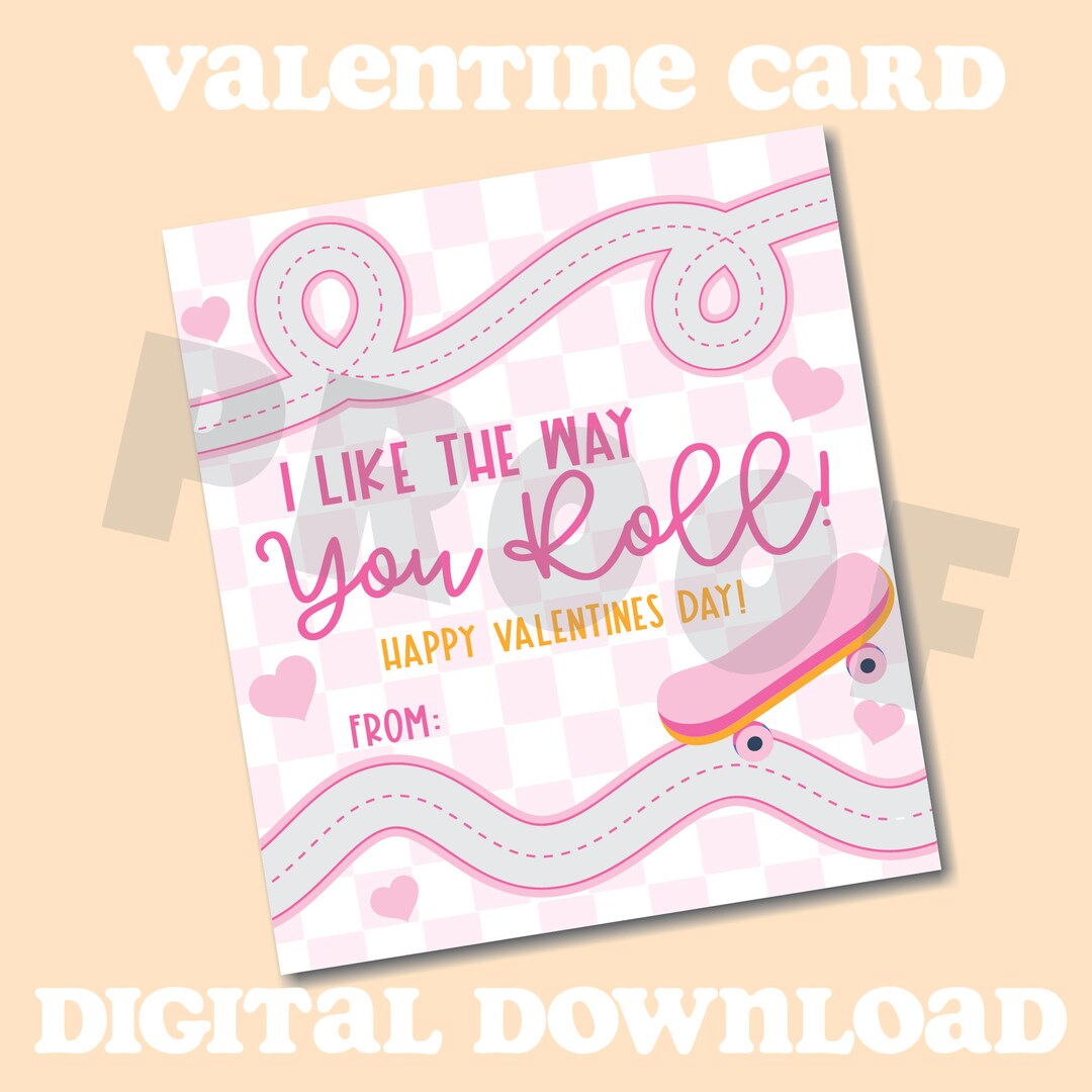 Classroom Valentine Card I Like the Way You Roll Digital Download - Etsy