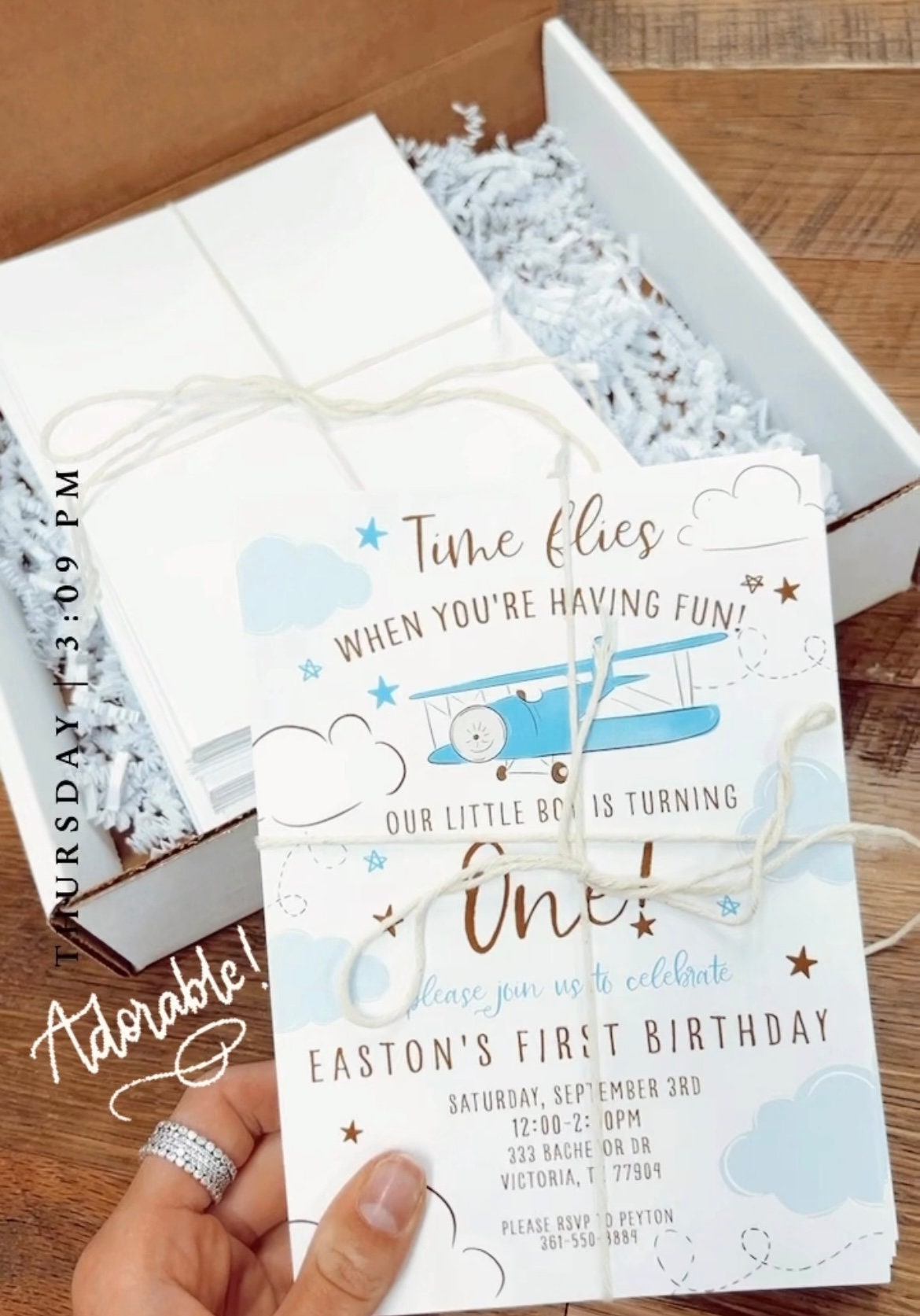 Digital Airplane Invite First Birthday Invite Baby Boy Invitation Boy ...