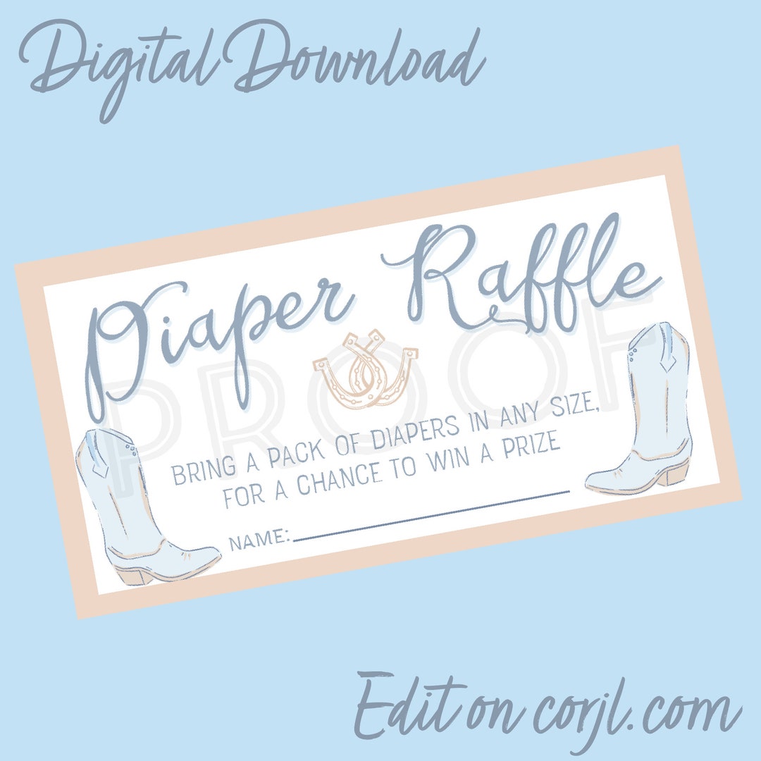 Little Cowboy Baby Shower Diaper Raffle Digital Download Cowboy on the ...