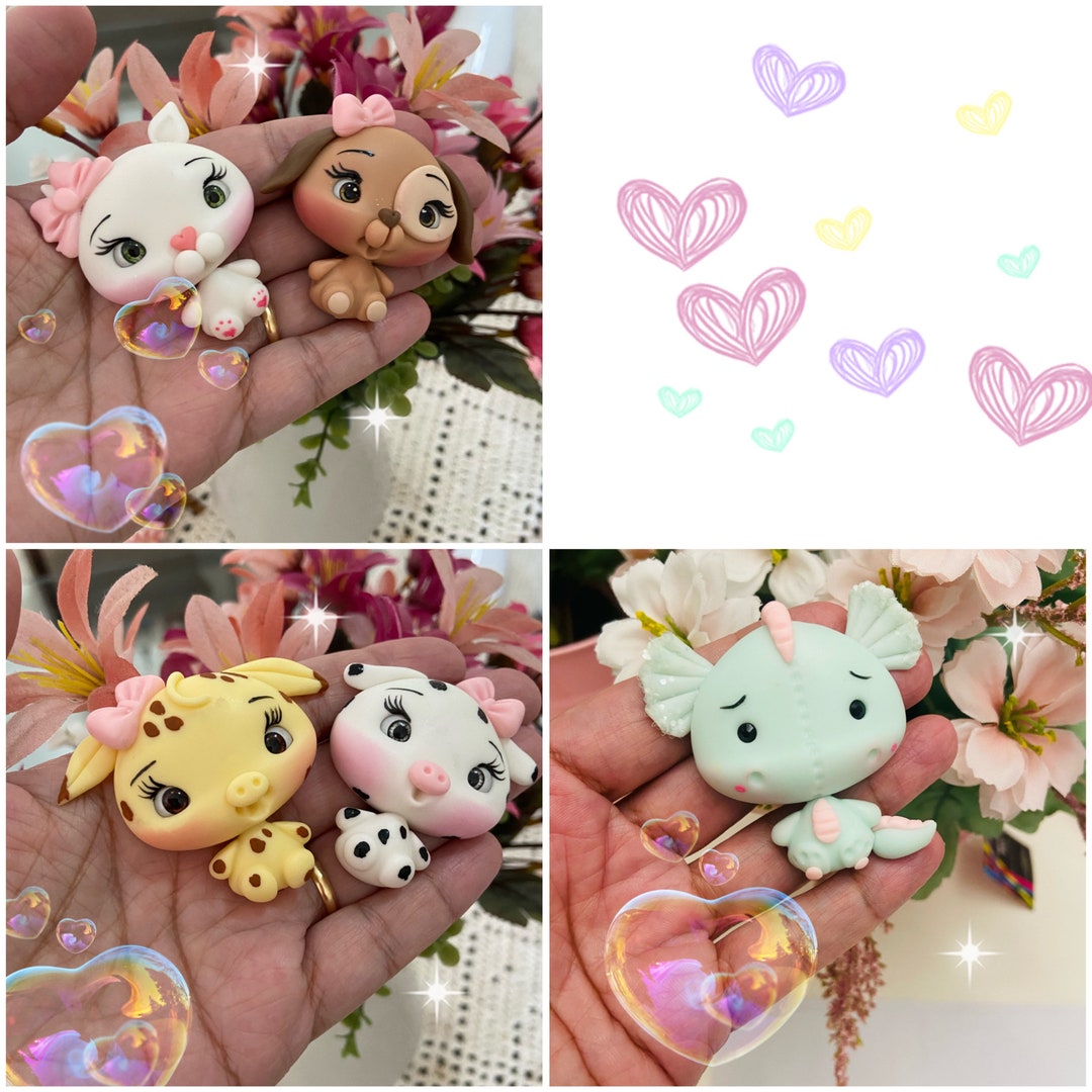 Cute Clay Animals Dolls Cold Porcelain Dolls/hair Bow Center /dolls ...