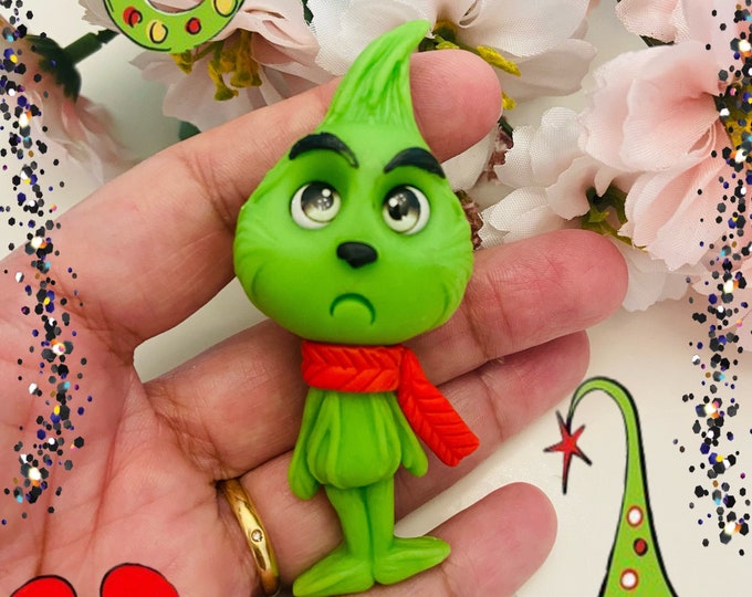 Cute Christmas Grinch/ Cold Porcelain Dolls/hair Bow Center /dolls ...