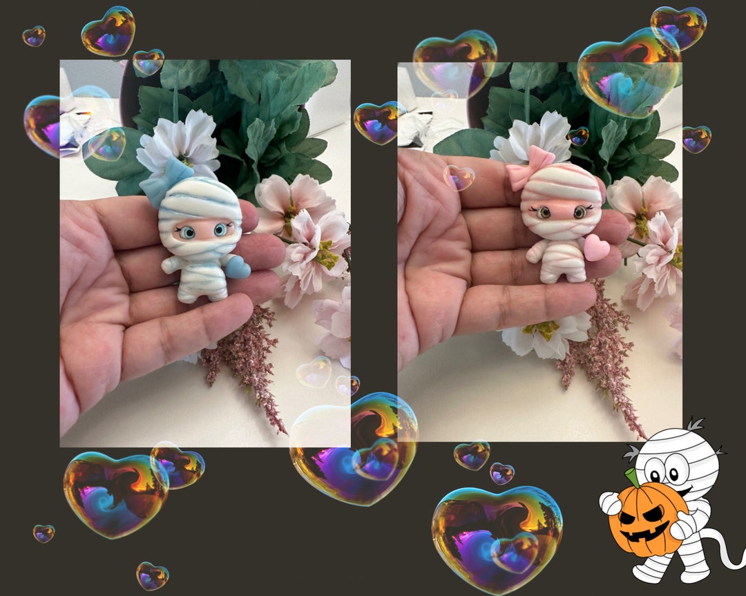 Clay Mummy Halloween Inspired Clay Dolls Cold Porcelain Dolls/hair Bow ...