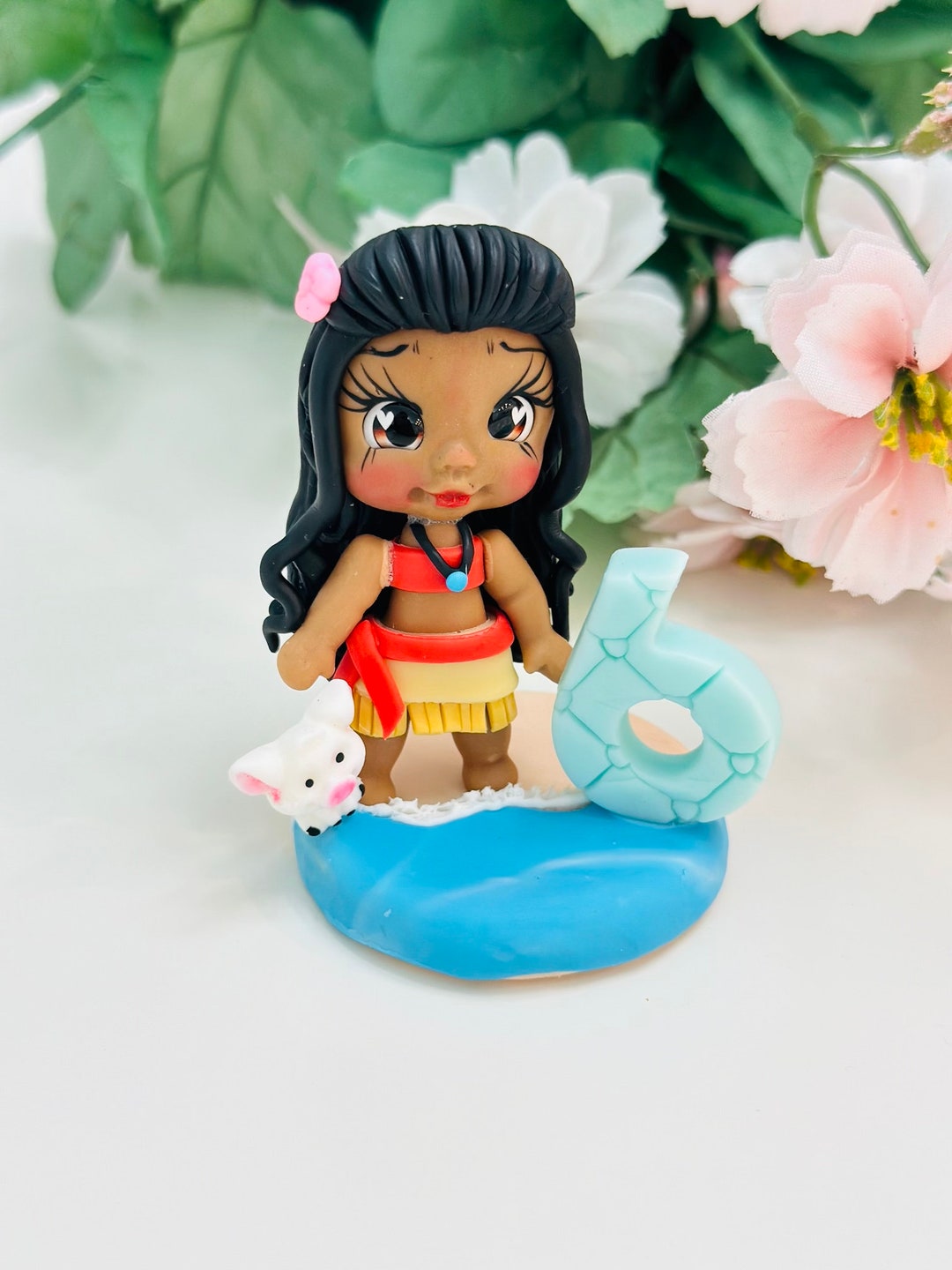 Moana Cake Topper Made of Clay, Cold Porcelain, Cake Topper With Number ...