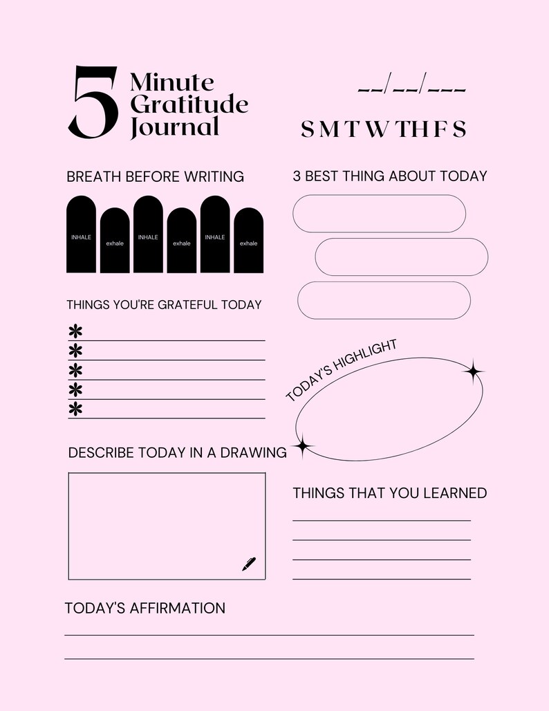 5 Minute Gratitude Journal - Etsy
