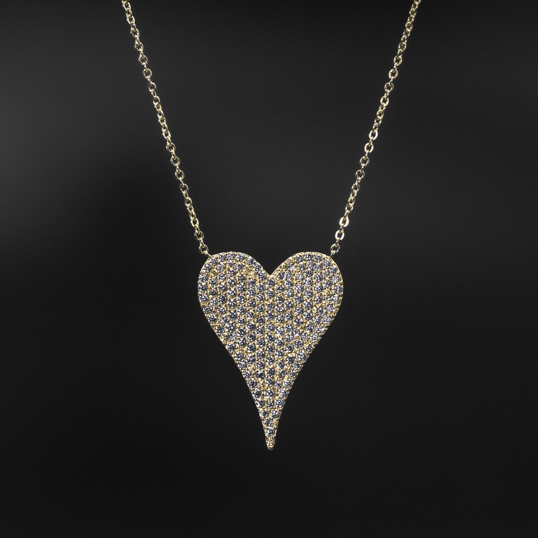 Micro Pavé Heart Necklace - Etsy