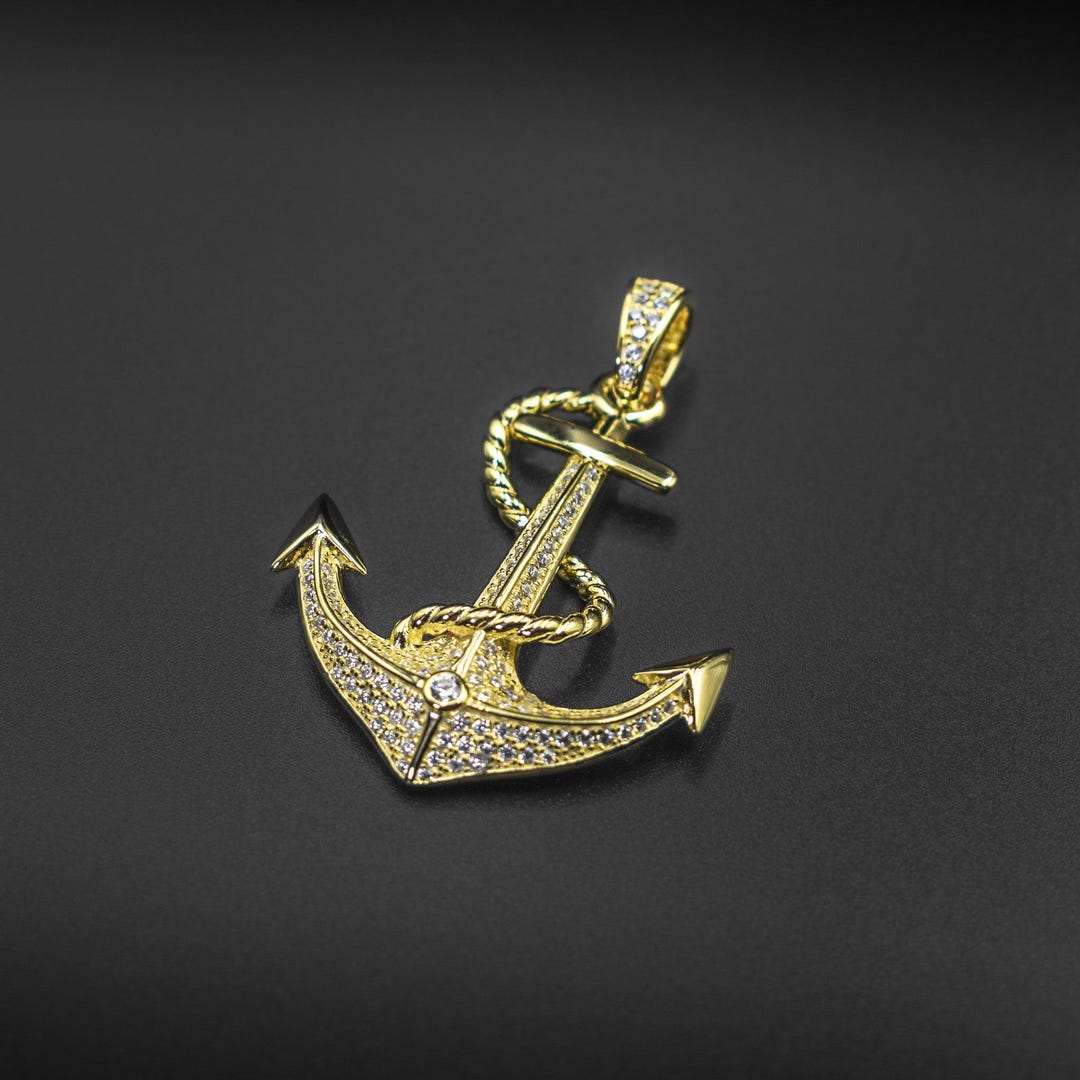 Anchor Diamond Pavé Pendant - Etsy