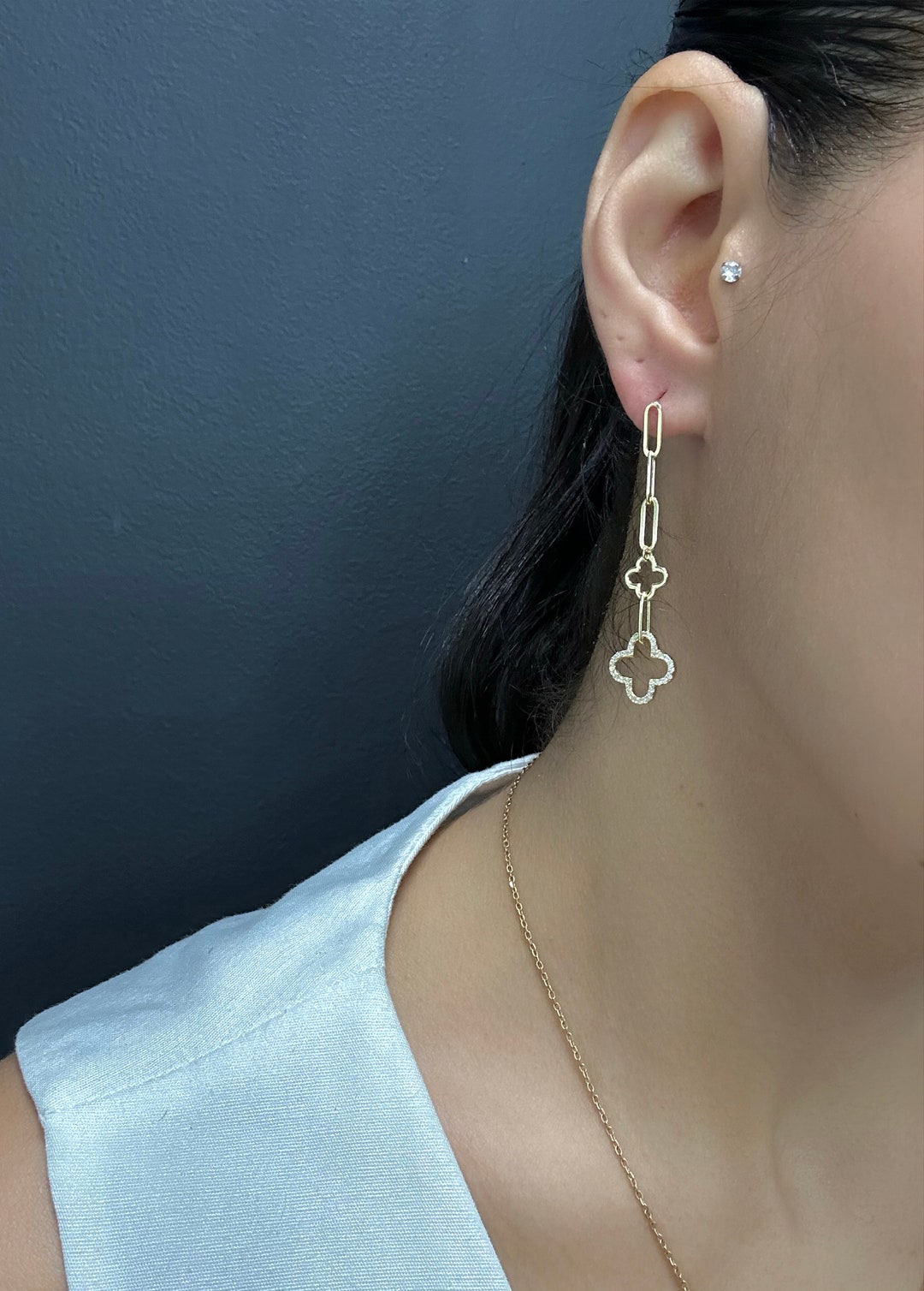 Drop Connected Loops Earring With Flowers - Etsy