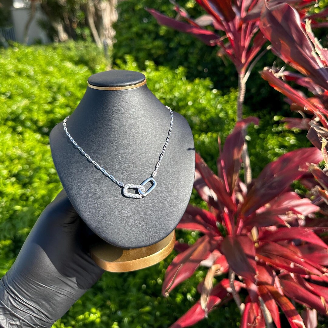 Interlocking Chain Link Necklace – 925 Sterling Silver With CZ – Modern ...