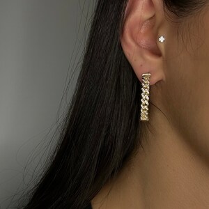 Diamond Cuban Link Hoop Earrings - Etsy
